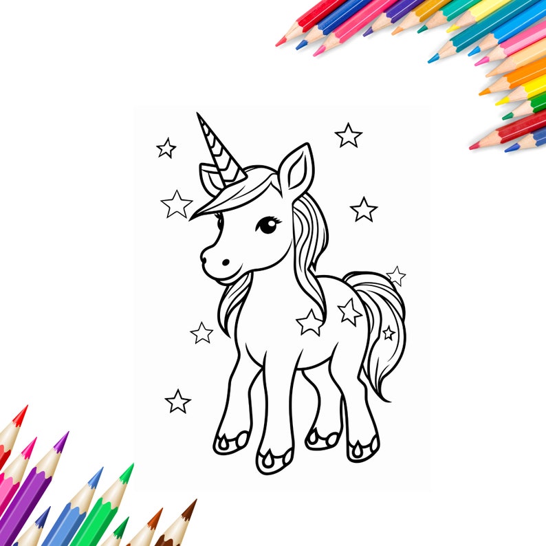 40 Easy Unicorn Coloring Pages for Kids (digital Download) - Etsy