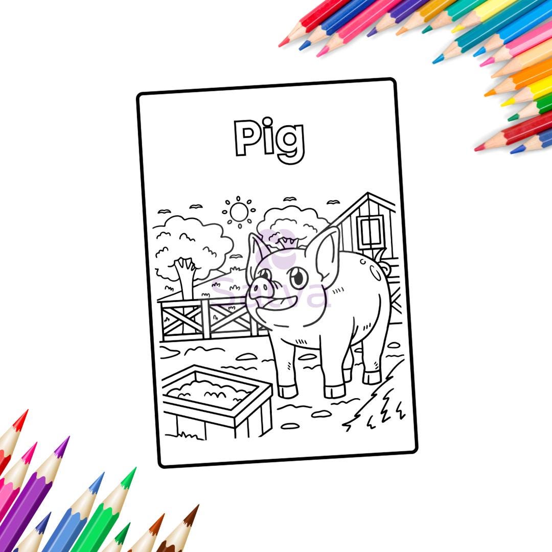 Farm Animals Coloring Pages: Kids Activity, 44 Printables (letter & A4 ...