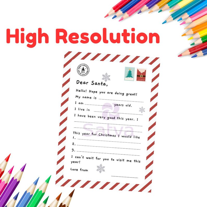 Letter to Santa Activity Worksheet: Kids Christmas Wish List (digital ...