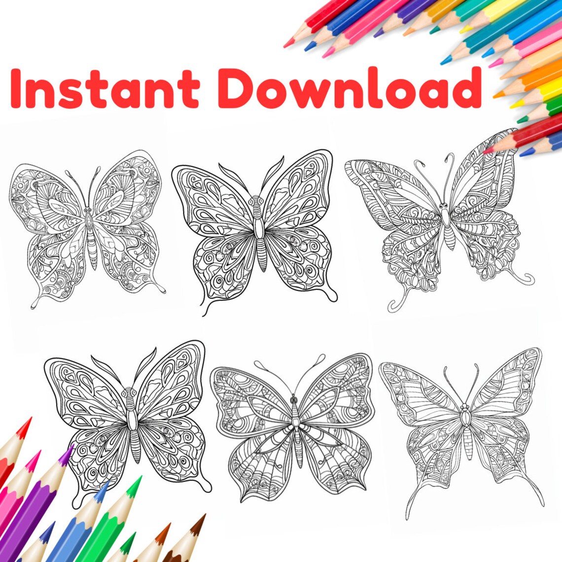 Mandala Butterfly Coloring Pages: Adult Coloring Books (printable ...