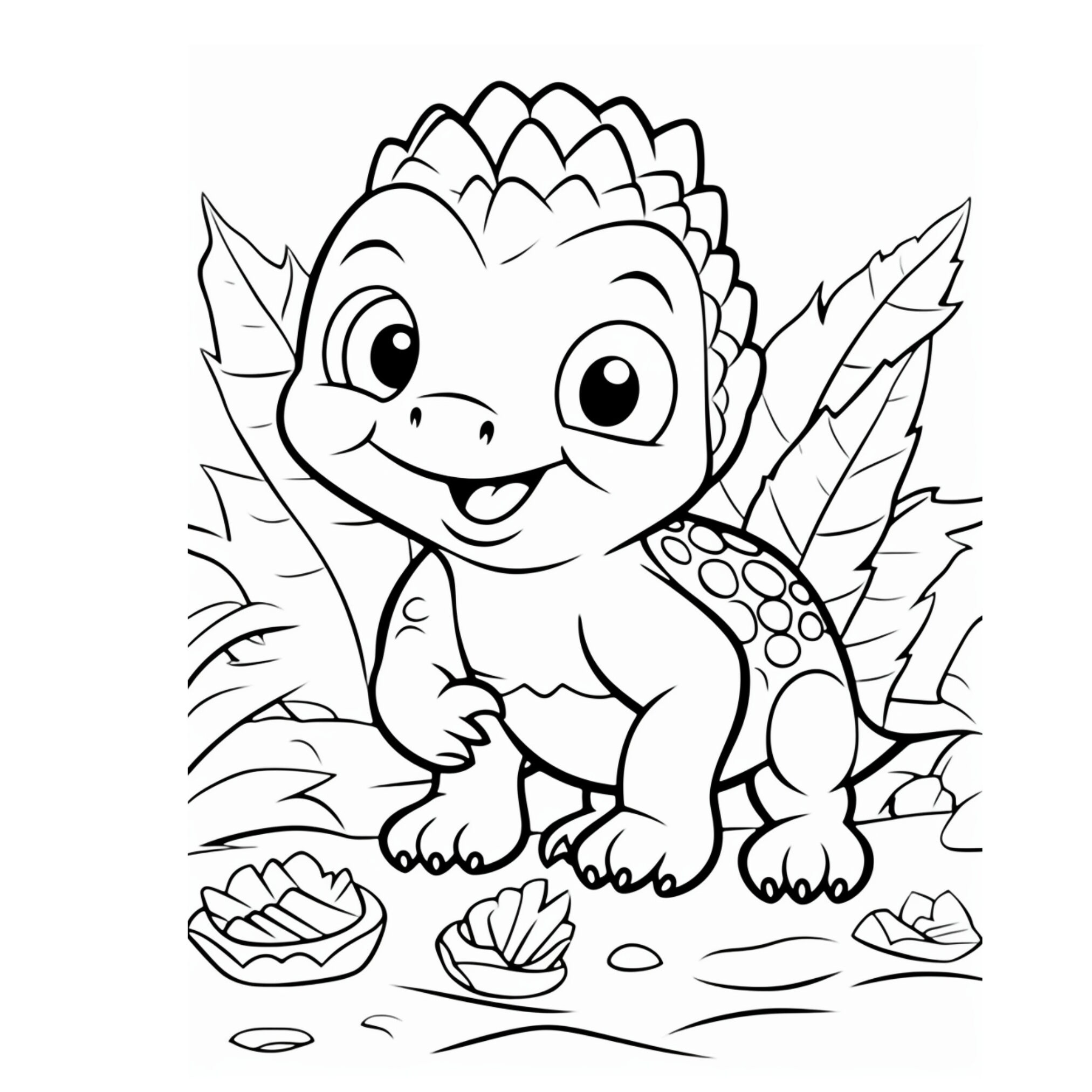 Easy Dinosaur Coloring Pages 40 Pages for Kids Toddlers Preschoolers ...