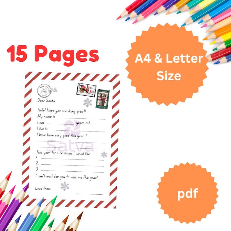 Letter to Santa Activity Worksheet: Kids Christmas Wish List (digital ...