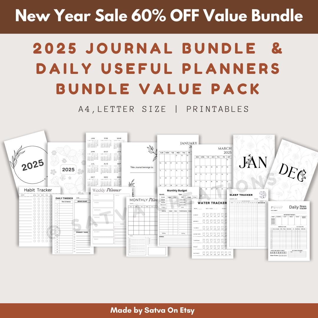 2025 JOURNAL BUNDLE, PRINTABLE Journal Pages, Easy Planner Bundle Value ...