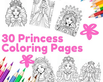 Cute Princess Coloring Pages - Printable Digital Download for Kids - Etsy