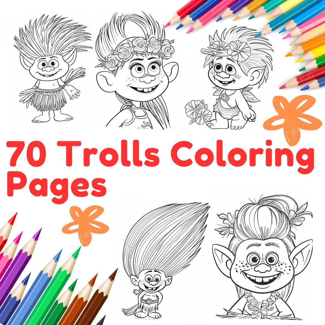 Easy Troll Coloring Pages for Kids, 70 High Quality Troll Coloring ...