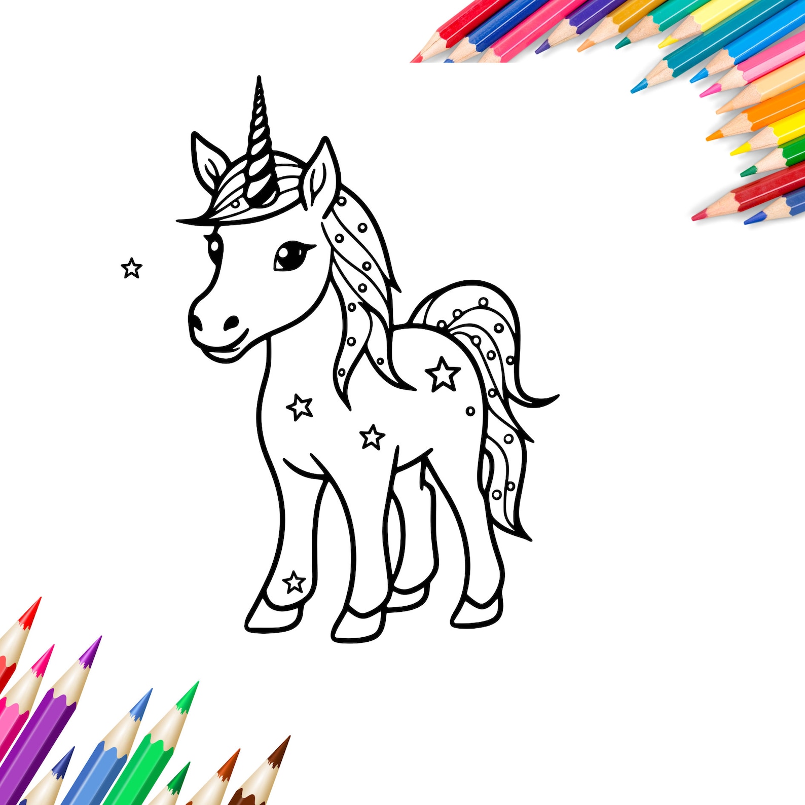 Easy Unicorn Coloring Pages for Kids, 40 High Quality and Easy Unicorn ...