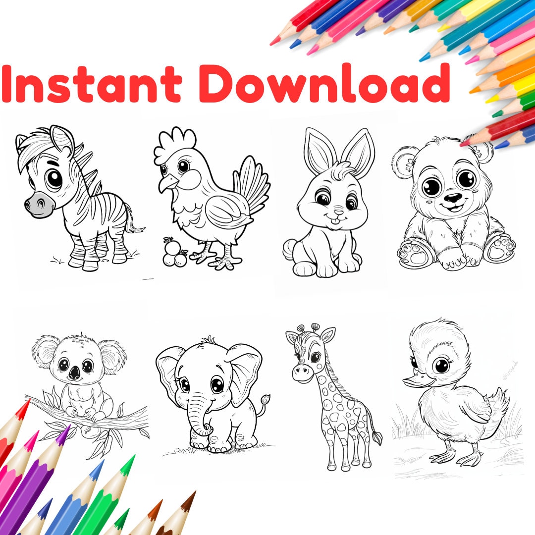 Easy Animal Coloring Pages, Kids & Toddler Coloring Pages, 40 High ...