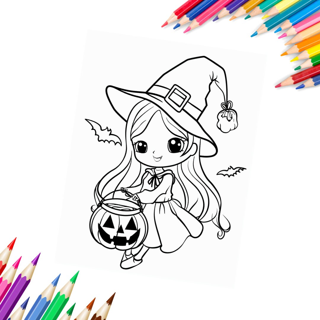 40 Easy Halloween Coloring Pages: Printable A4/letter Size (PDF) - Etsy