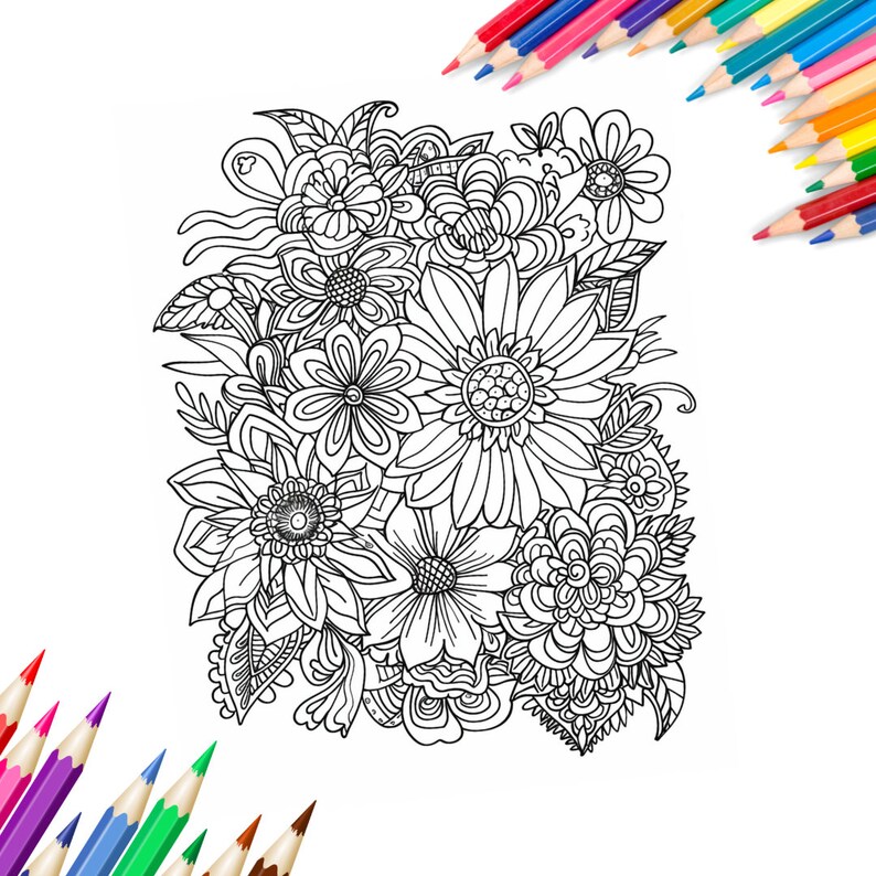 Mandala Floral Coloring Pages: Printable Art, Letter & A4 (digital ...