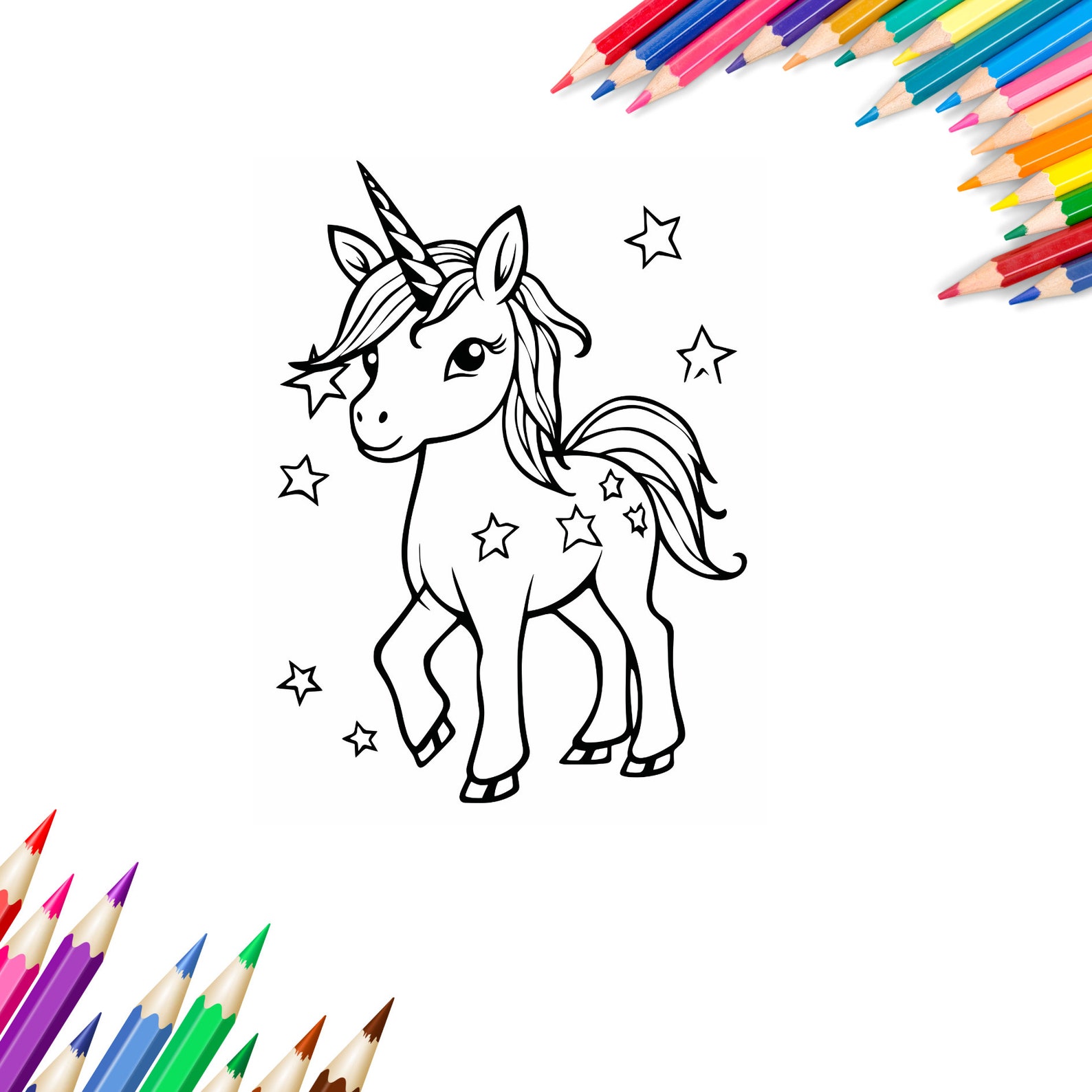 Easy Unicorn Coloring Pages for Kids, 40 High Quality and Easy Unicorn ...