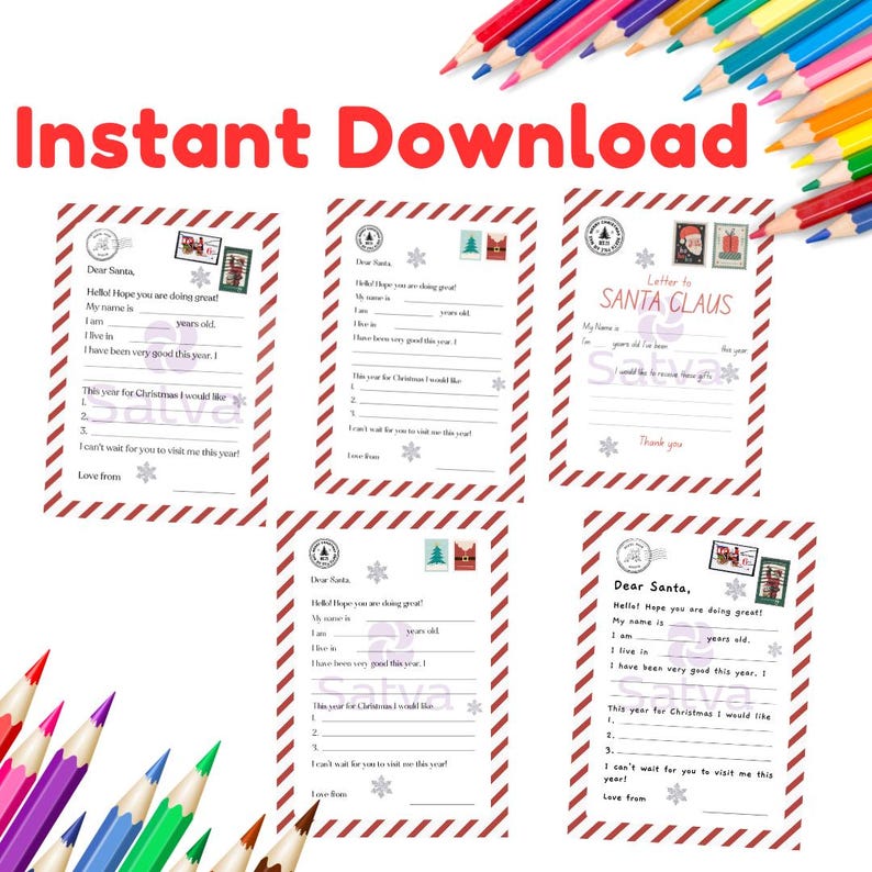 Letter to Santa Activity Worksheet: Kids Christmas Wish List (digital ...