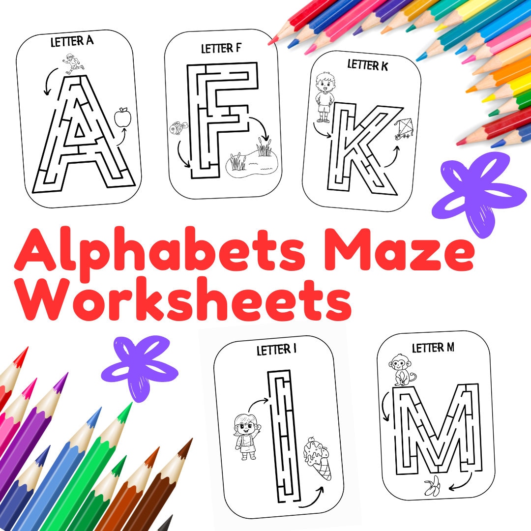 ABC Maze Worksheets for Kids: Homeschool Printable (digital Download ...