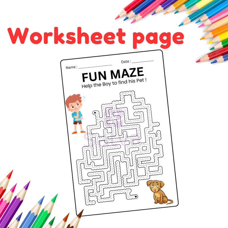 Kids Fun Maze Activity Worksheets: 20 Toddler Games (digital Download ...