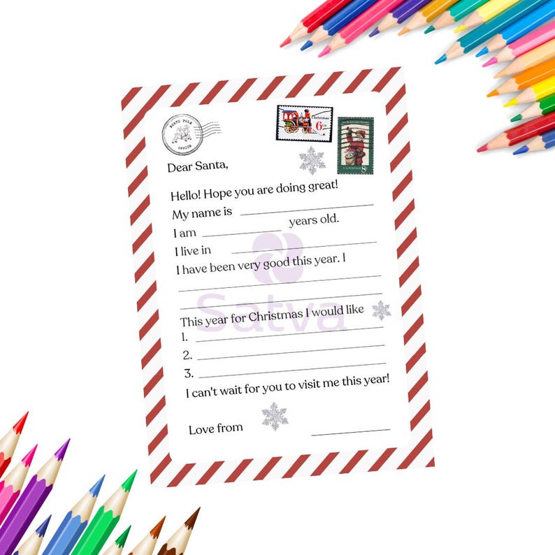 Letter to Santa Activity Worksheet: Kids Christmas Wish List (digital ...