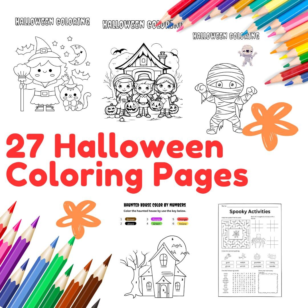 Halloween Coloring Pages for Kids: 27 Printable Designs (letter & A4 ...