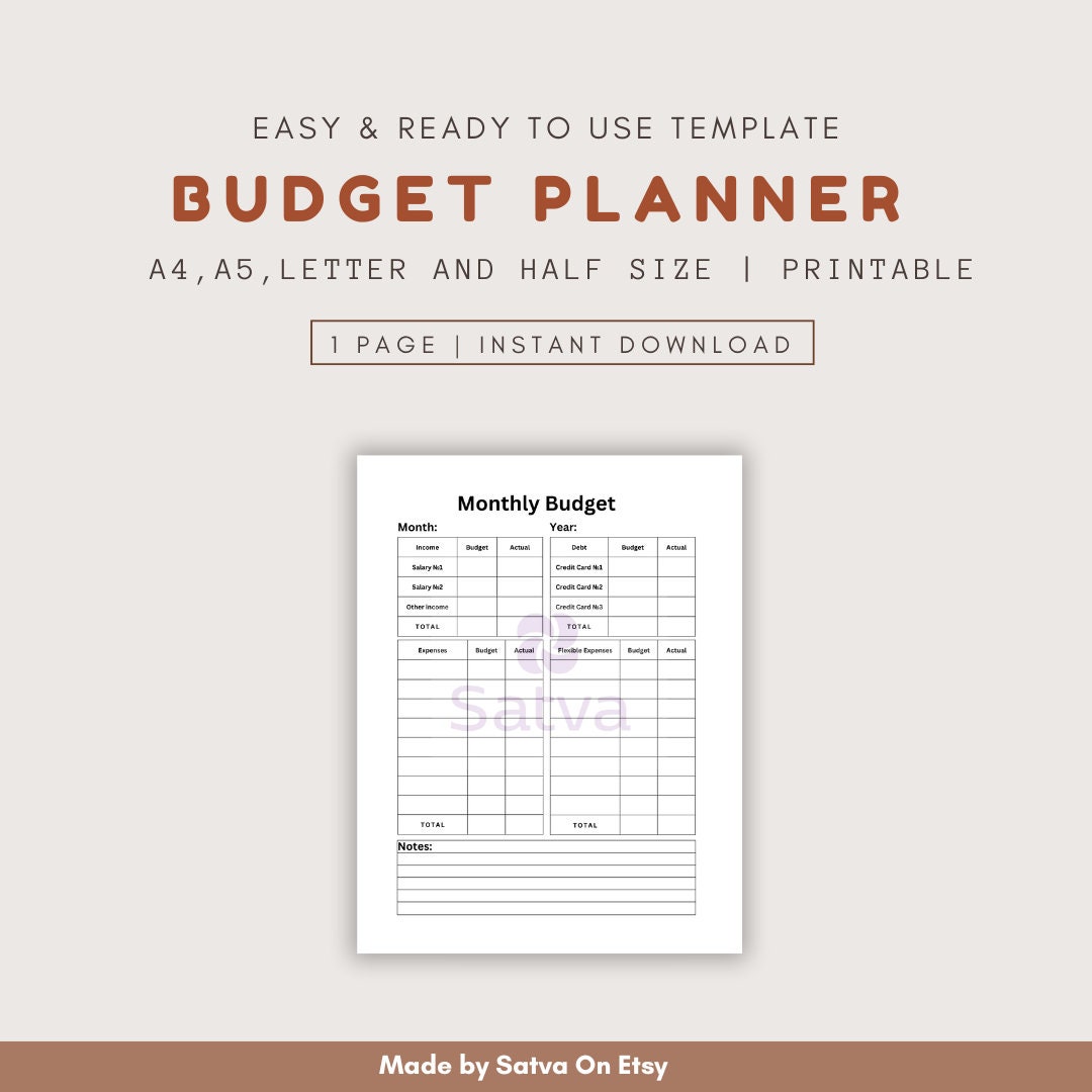 Monthly Budget Planner Printable Pack: A4, A5, Letter Sizes (digital ...