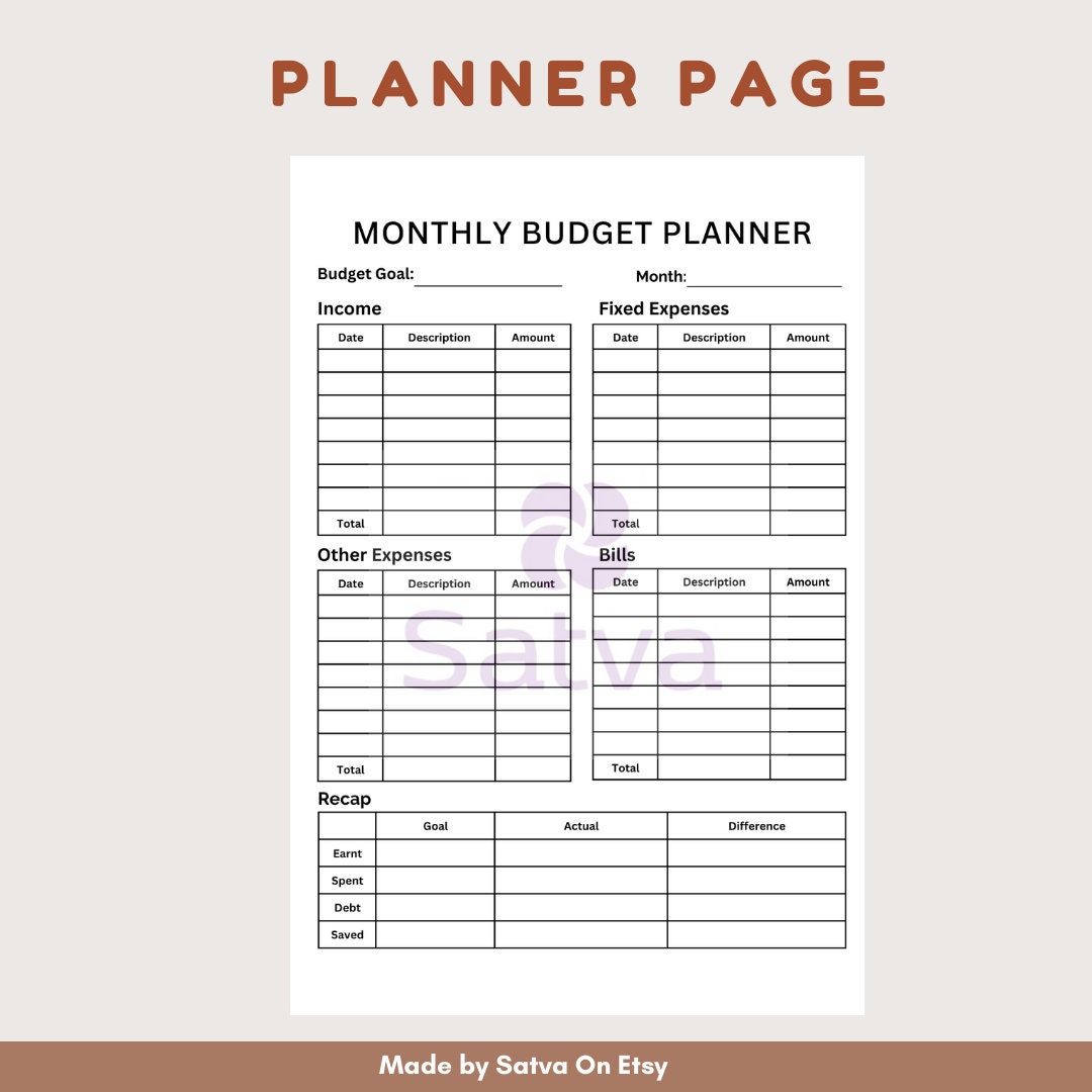 Monthly Budget Planner Printable BUNDLE PACK Finance Planner, Budget ...