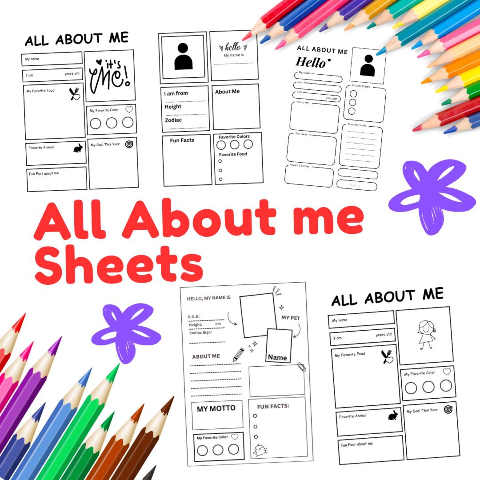 All About Me Kids Activity: Printable Worksheet (letter/a4) (PDF) - Etsy
