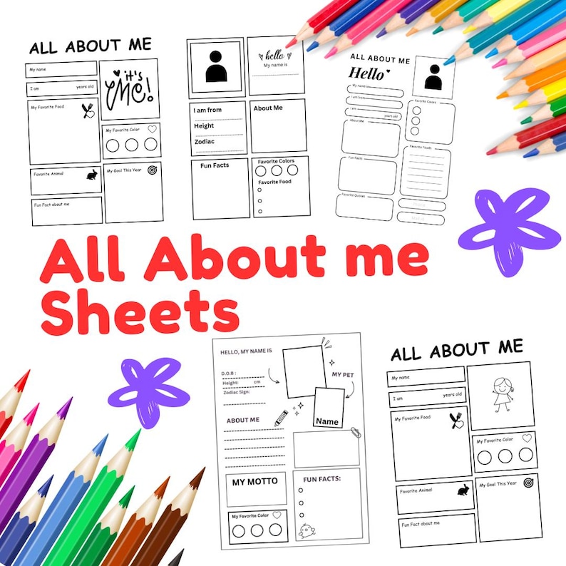 All About Me Kids Activity: Printable Worksheet (letter/a4) (PDF) - Etsy