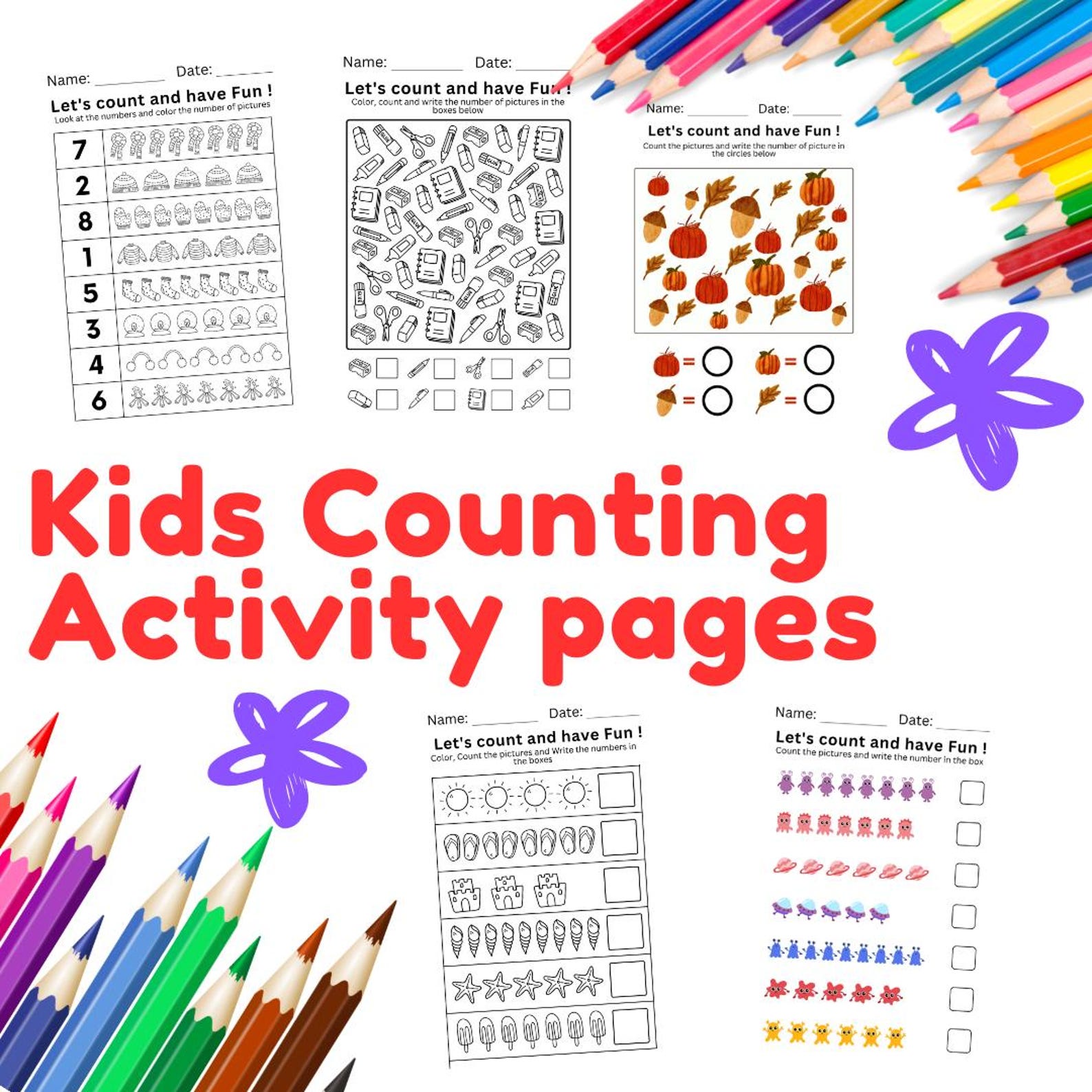 Kids Fun Counting Activity Worksheets, Easy Kids Activity Worksheets ...