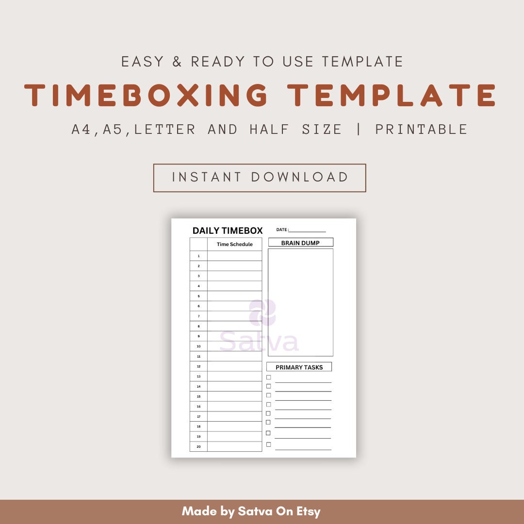 Timeboxing Planner Template: Brain Dump, Priorities (digital Download ...