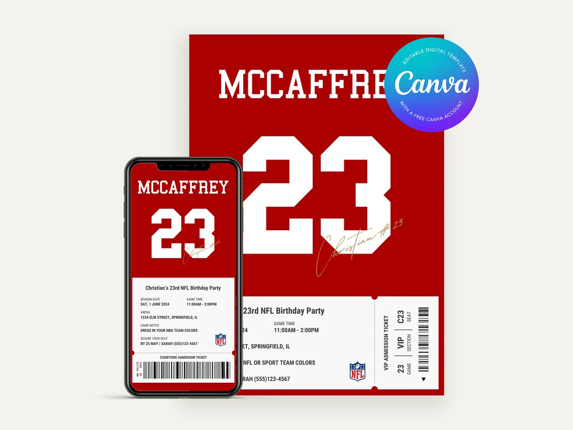 Editable San Francisco 49ers Birthday Invitation | Canva Digital ...