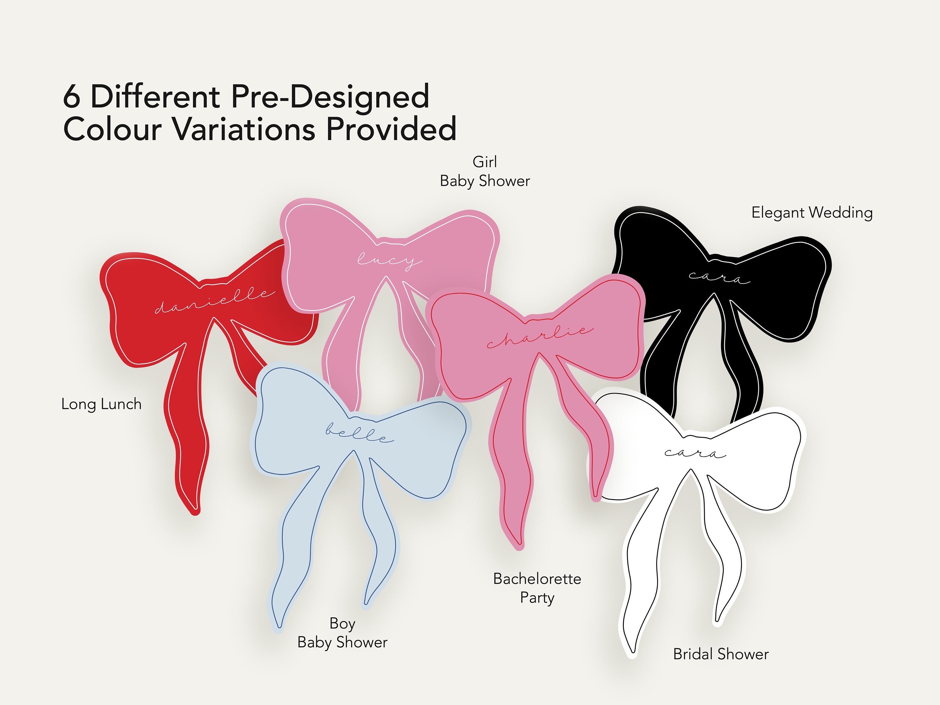 Editable Bow Place Card Template | Canva Digital Template | Printable ...