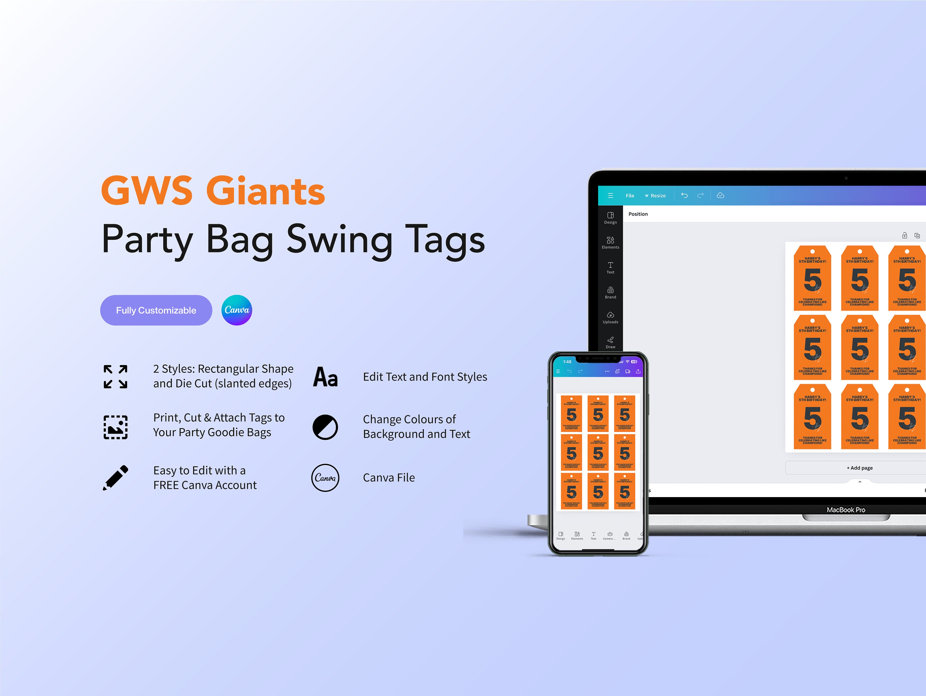 Printable GWS Giants Gift Tags | Canva Digital Template | Editable ...