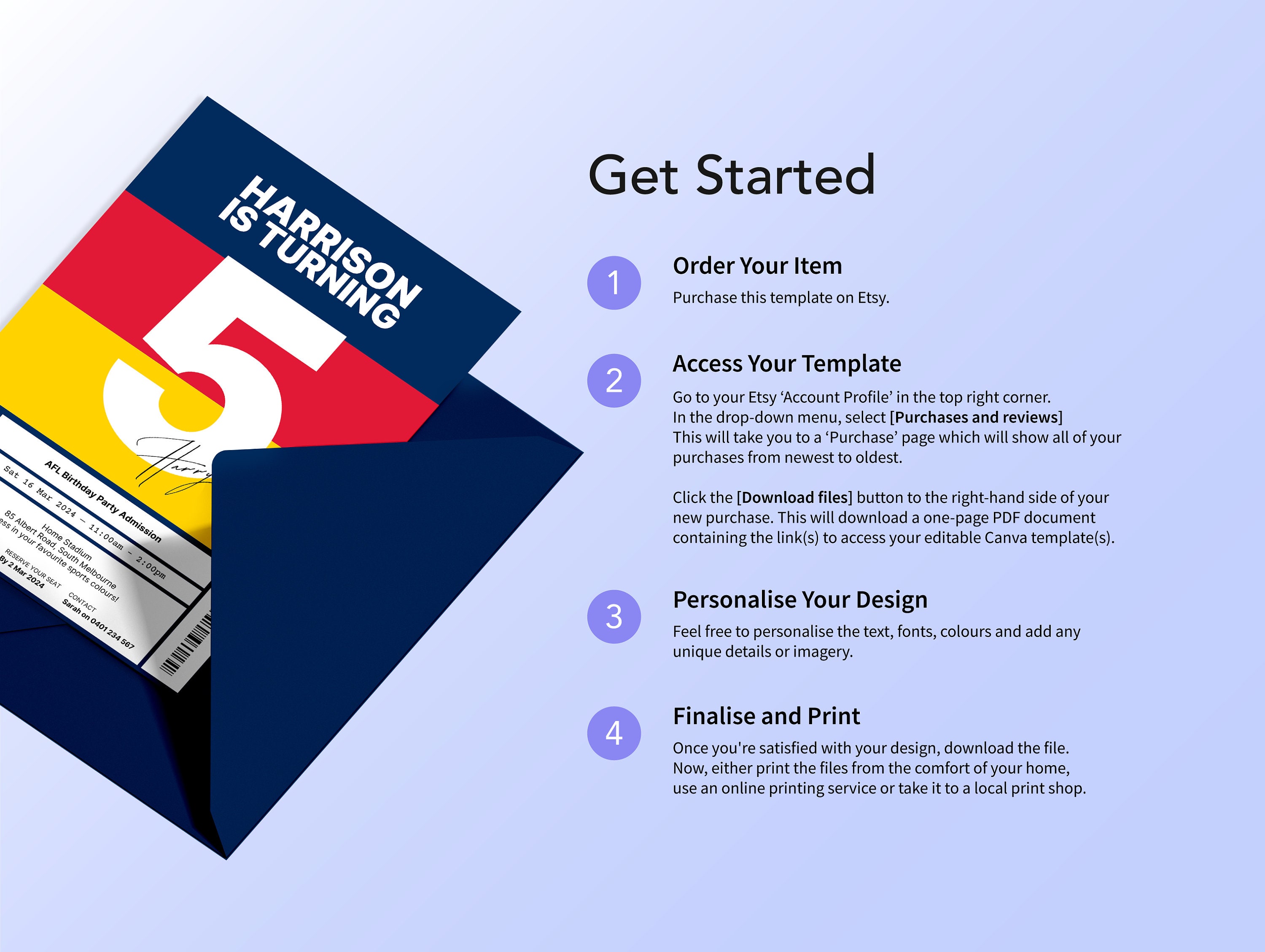 Editable Adelaide Crows Birthday Invitation | Canva Digital Template ...