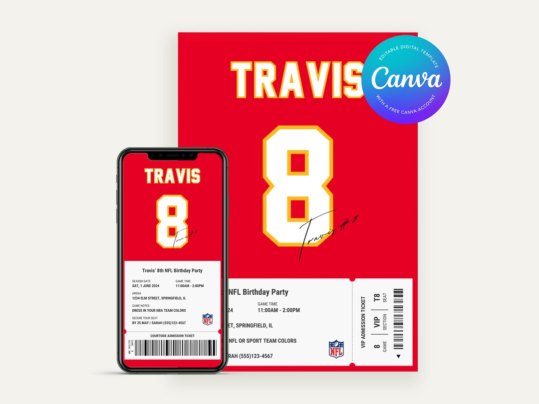 Editable Kansas City Chiefs Birthday Invitation | Canva Digital ...