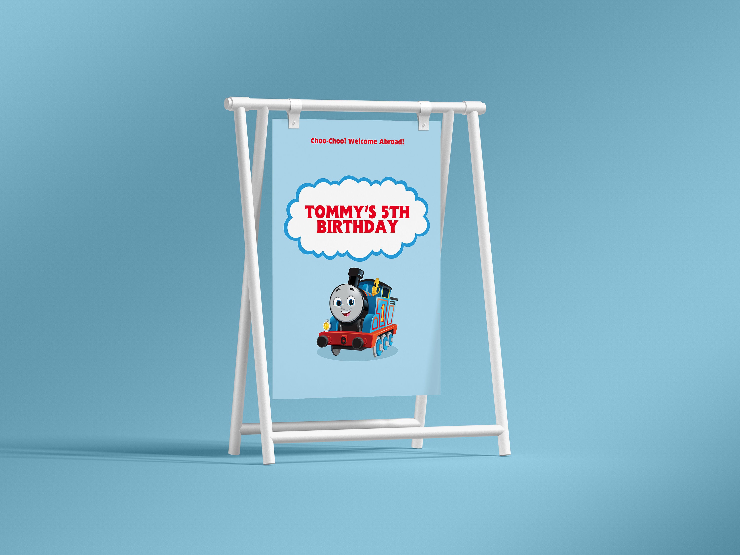 Printable Thomas the Tank Engine Welcome Sign | Canva Digital Template ...