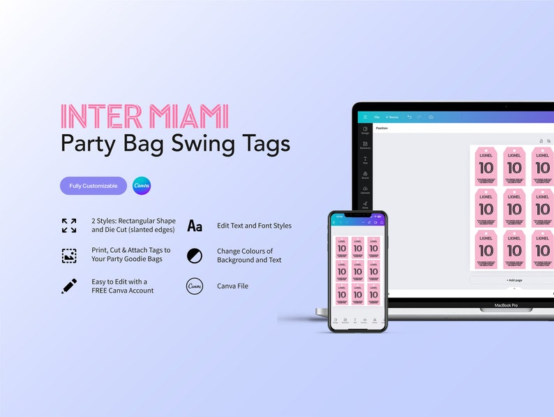 Printable Inter Miami FC Gift Tags | Canva Digital Template | Editable ...