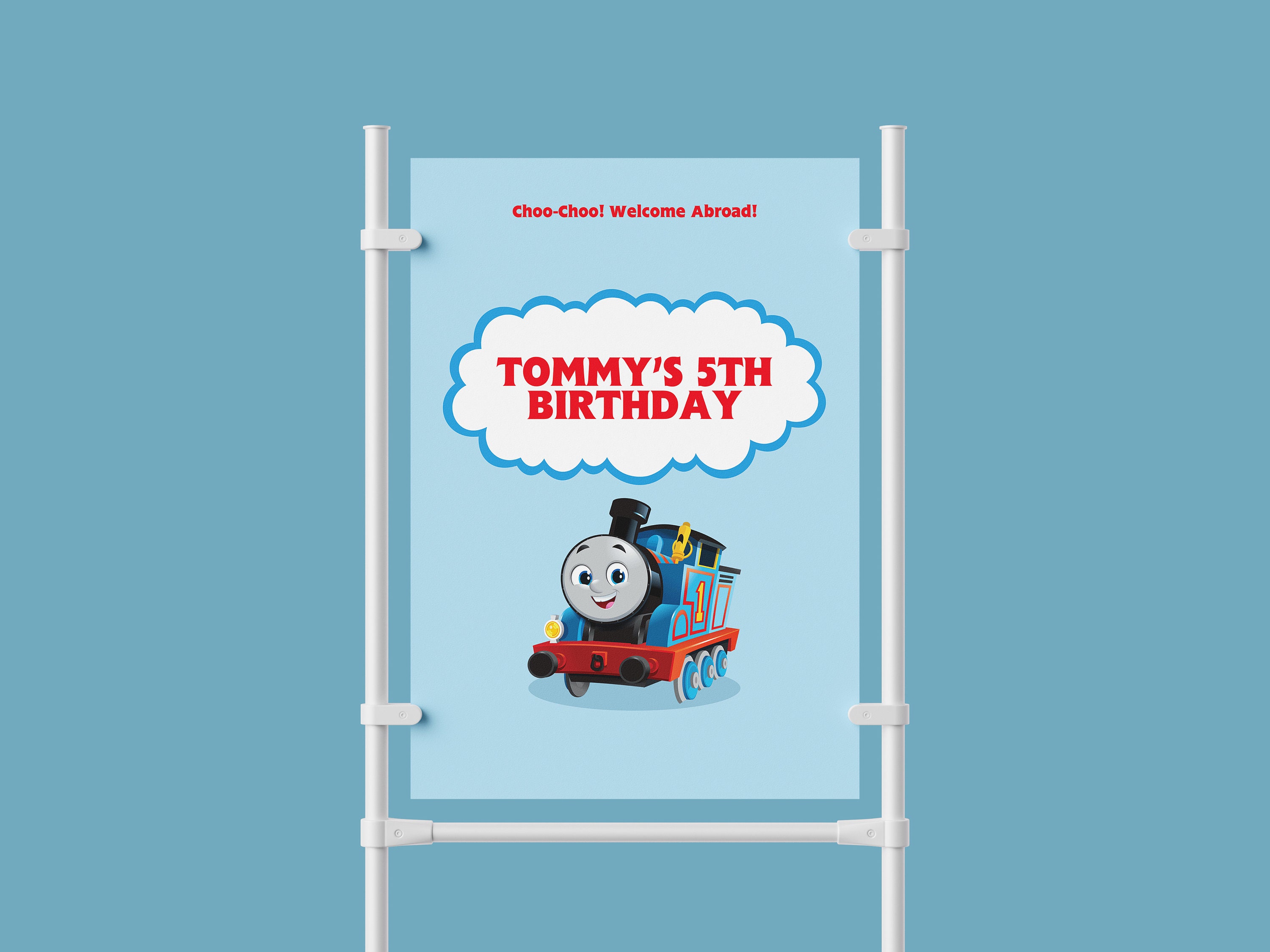 Printable Thomas the Tank Engine Welcome Sign | Canva Digital Template ...