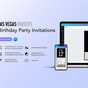 Editable Las Vegas Raiders Birthday Invitation | Canva Digital Template ...