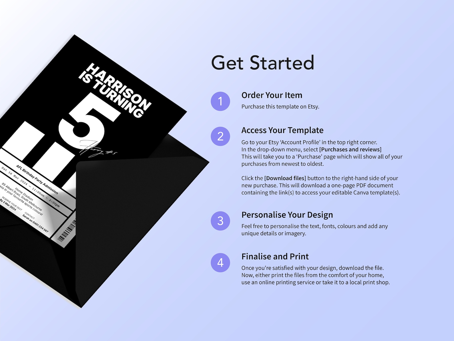 Editable Collingwood Magpies Birthday Invitation | Canva Digital ...