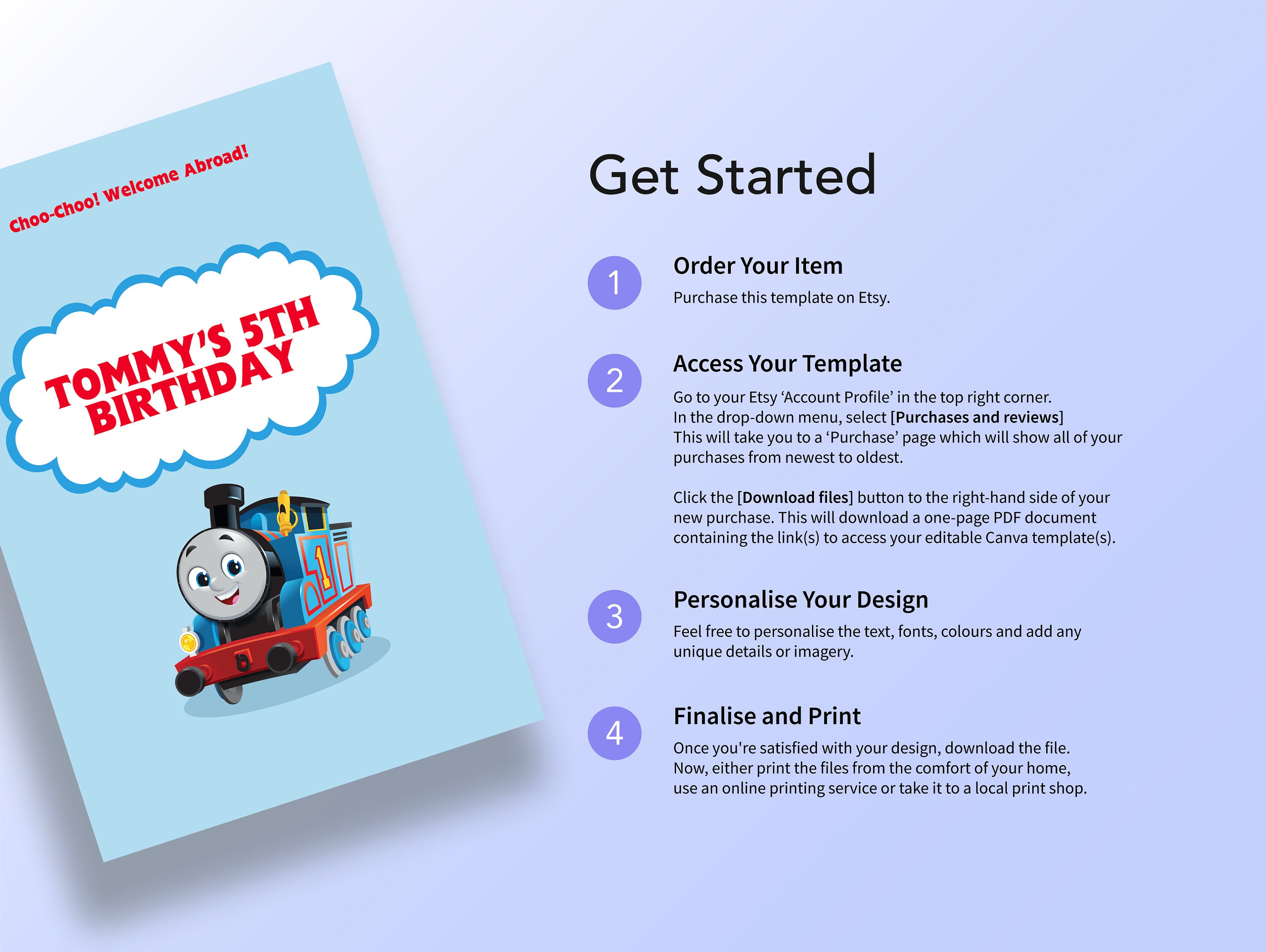 Printable Thomas the Tank Engine Welcome Sign | Canva Digital Template ...
