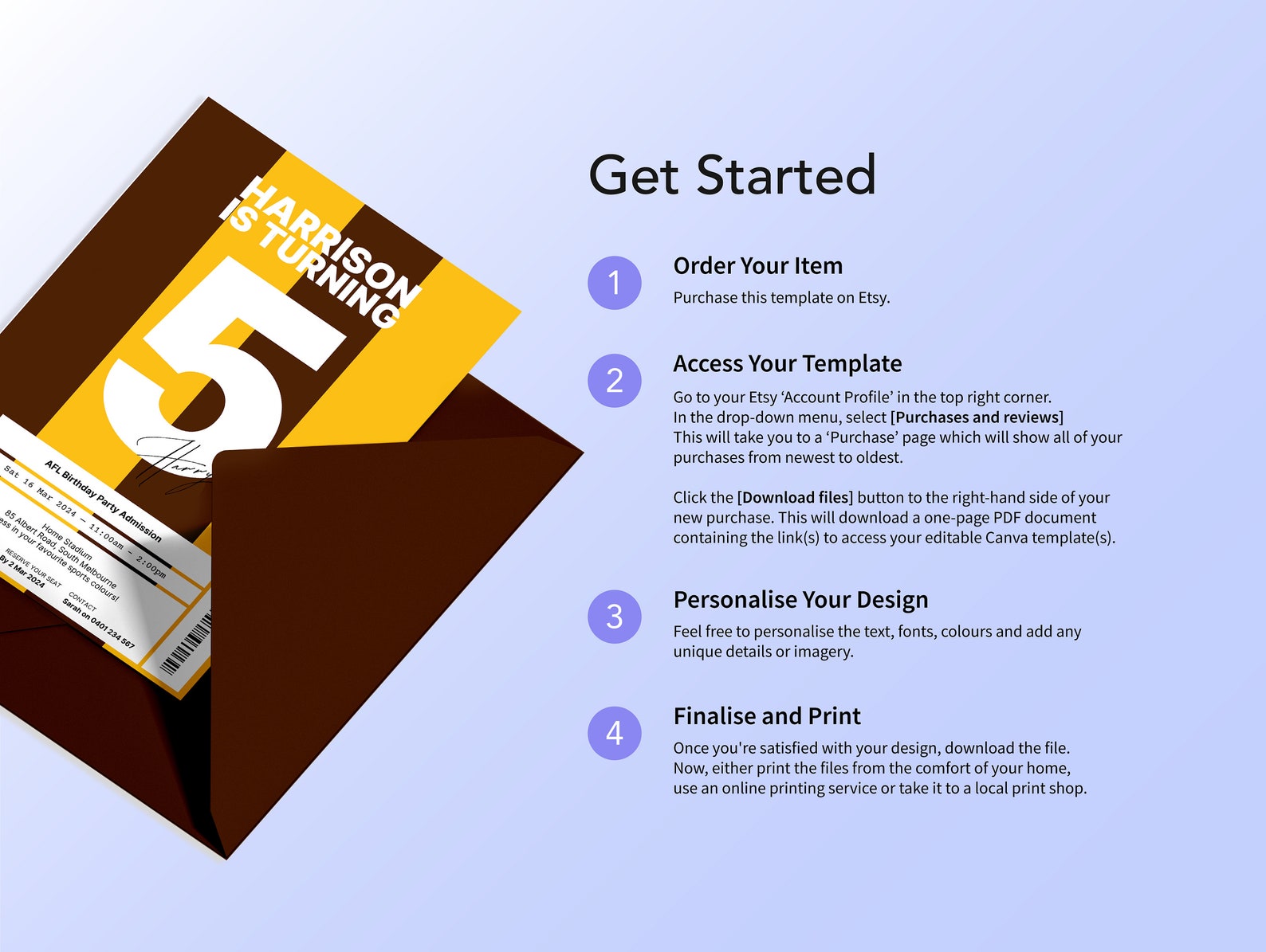 Editable Hawthorn Hawks Birthday Invitation | Canva Digital Template ...