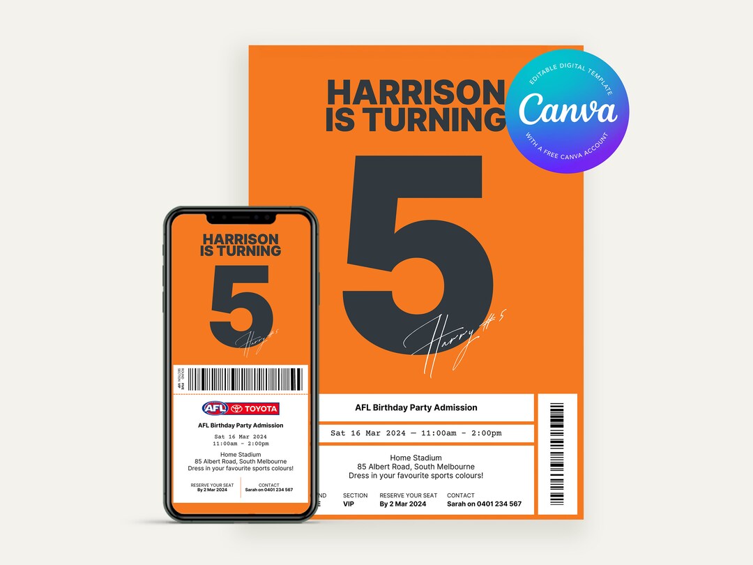 Editable GWS Giants Birthday Invitation | Canva Digital Template ...