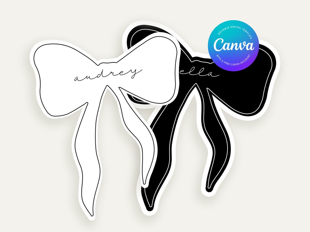 Bow Place Card Template | Elegant Event Name Card (canva Digital ...