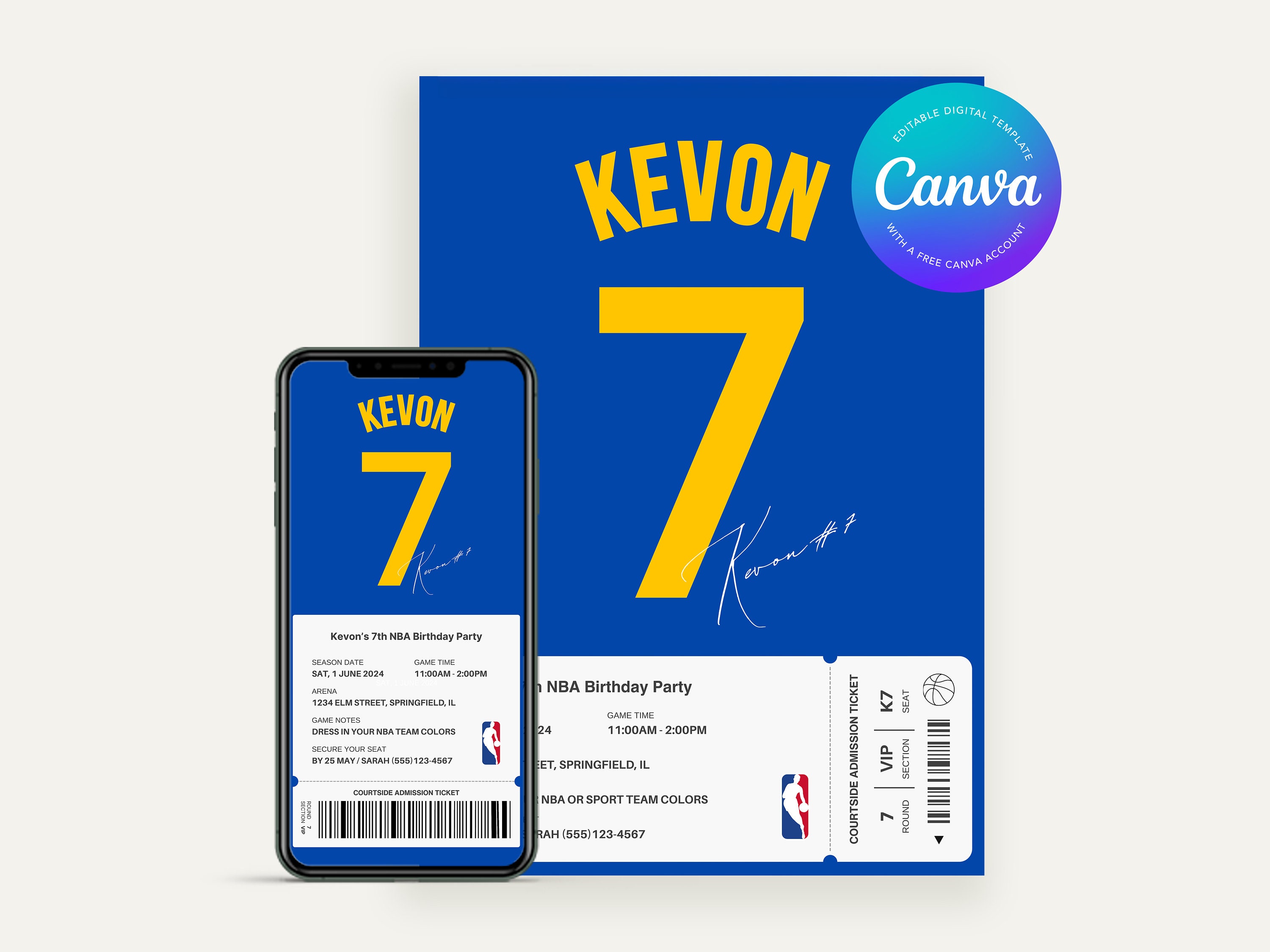 Editable Golden State Warriors Birthday Invitation | Canva Digital ...