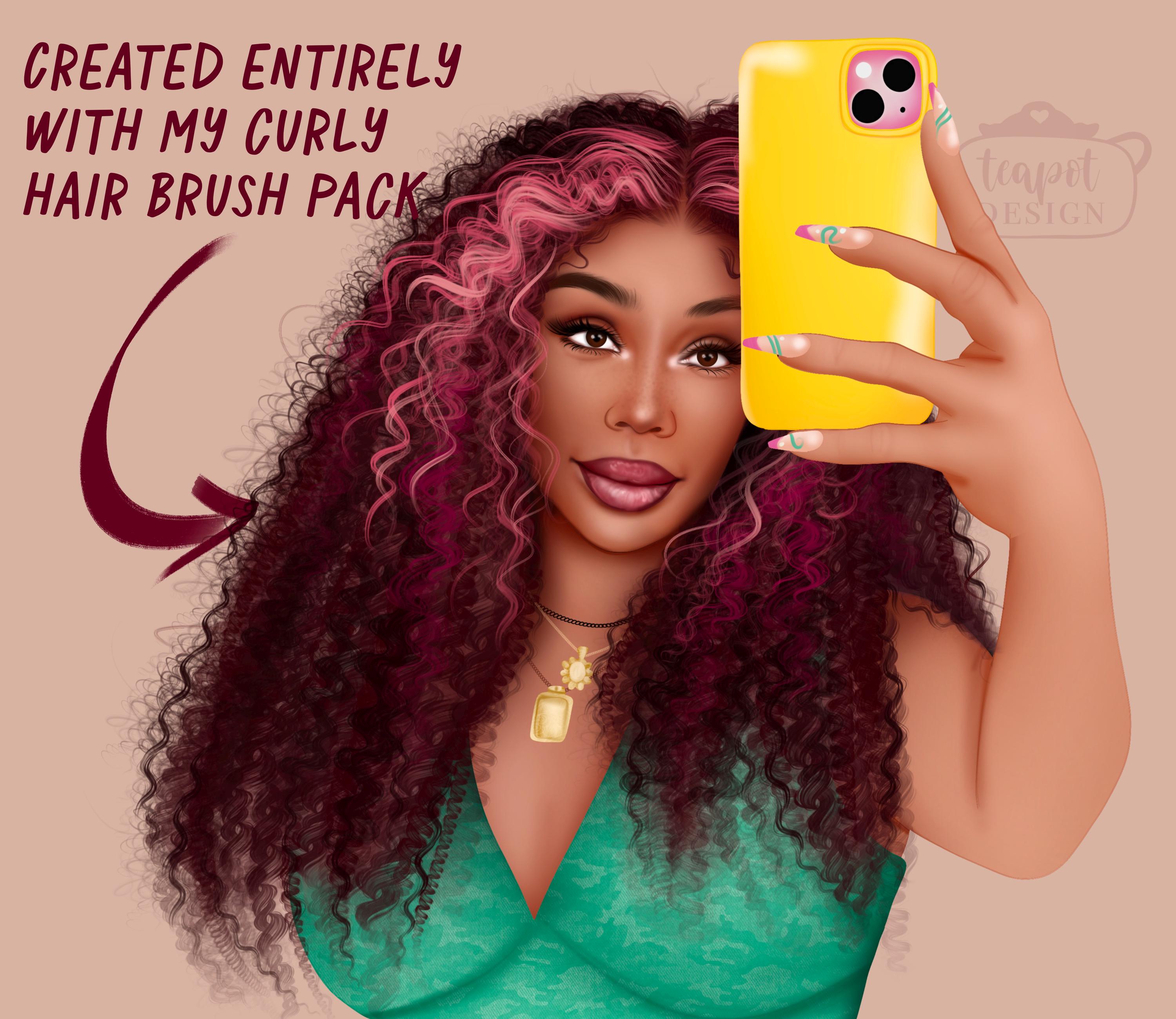 25 CURLY HAIR Brushes for PROCREATE ! Realistic Curls, Waves, Frizz ...