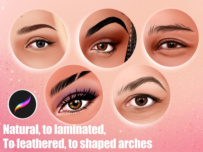 Realistic Eyebrow Stamps for PROCREATE! Laminated, Feathered, Natural ...