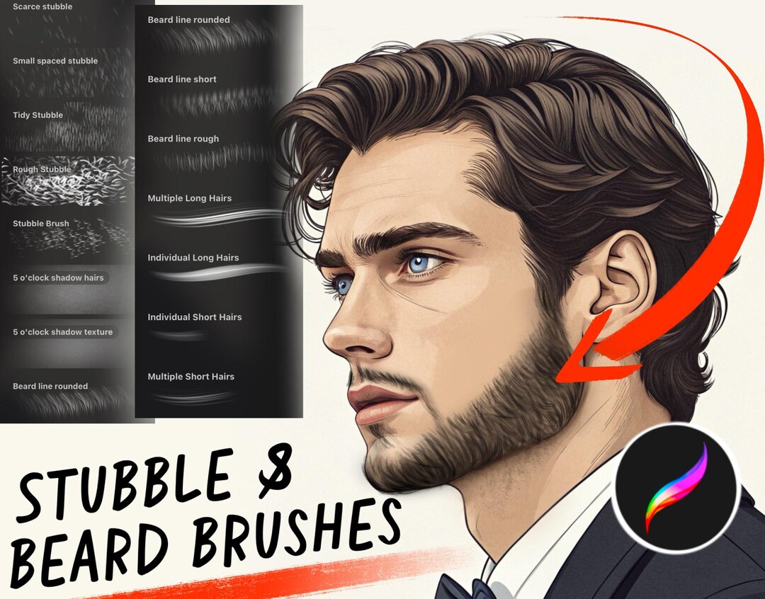 18 Procreate Hair Beard and Stubble Brush Set! Stubble, 5 O'clock ...