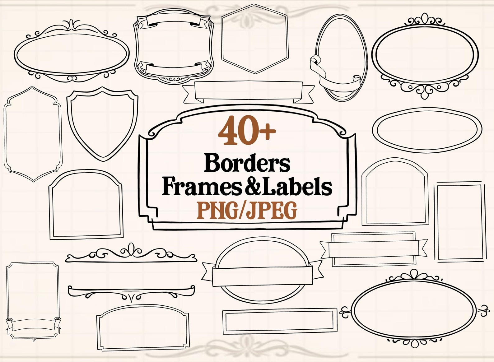 Classic Label Frames PNG JPEG Bundle! Vintage Frames, Simple Label ...