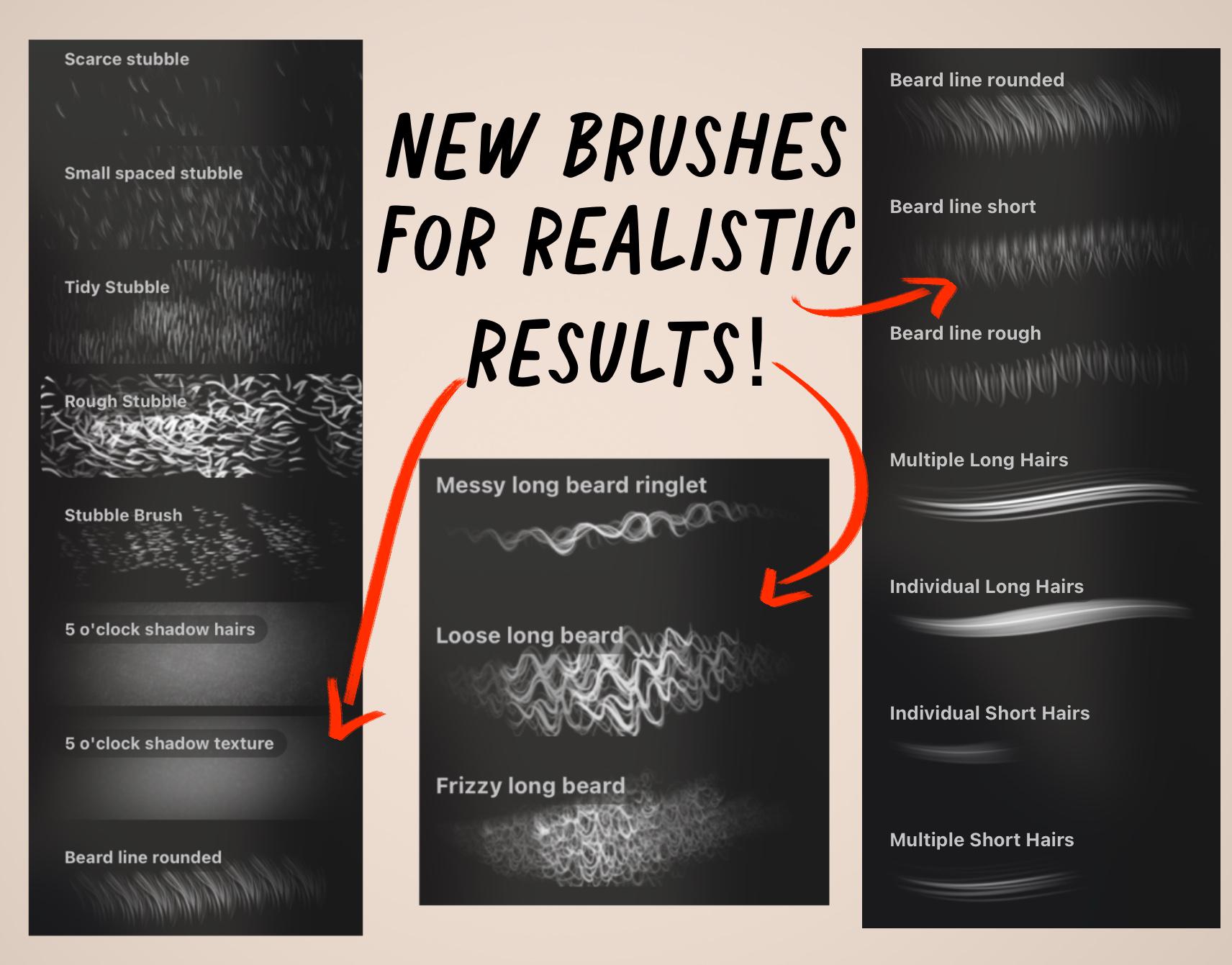 18 Procreate Hair Beard and Stubble Brush Set! Stubble, 5 O'clock ...
