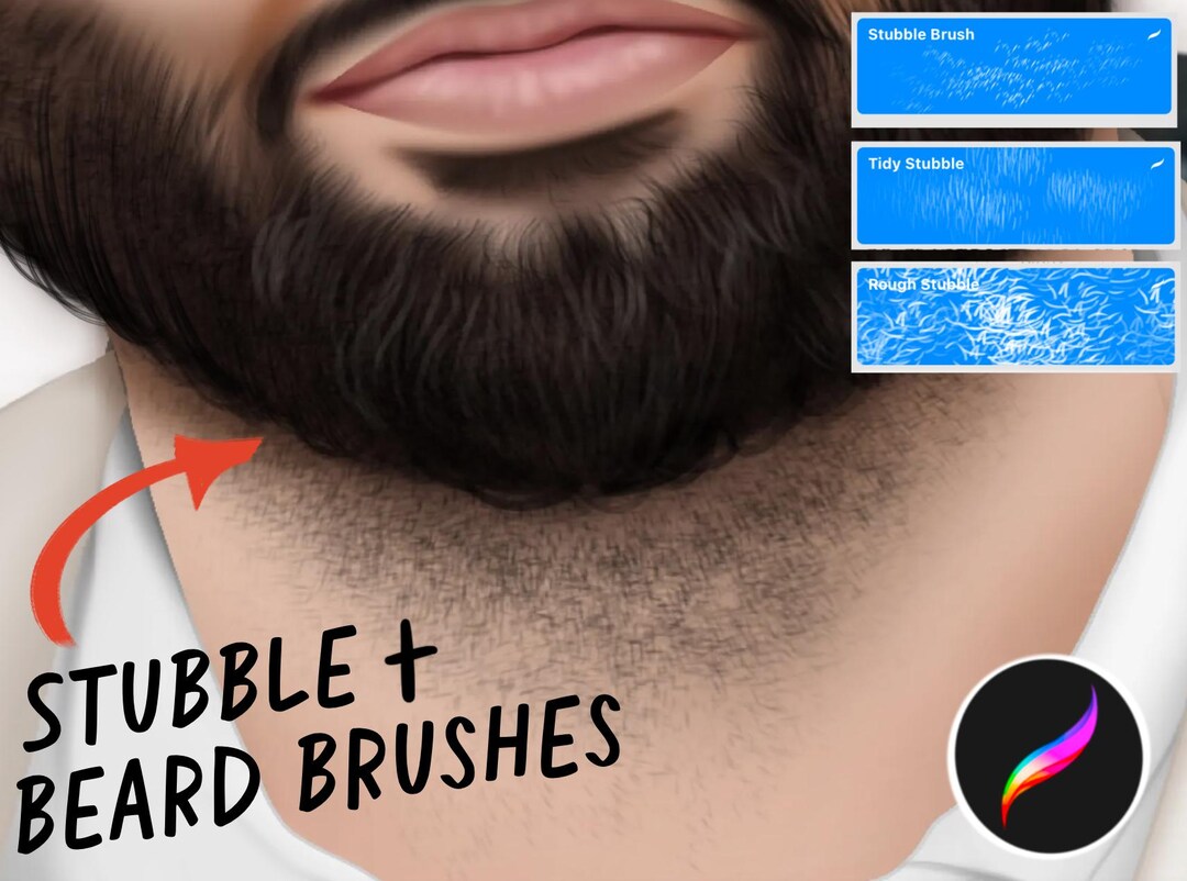 7 Procreate Beard Hair and Stubble Brush Mini Set! Stubble, Individual ...