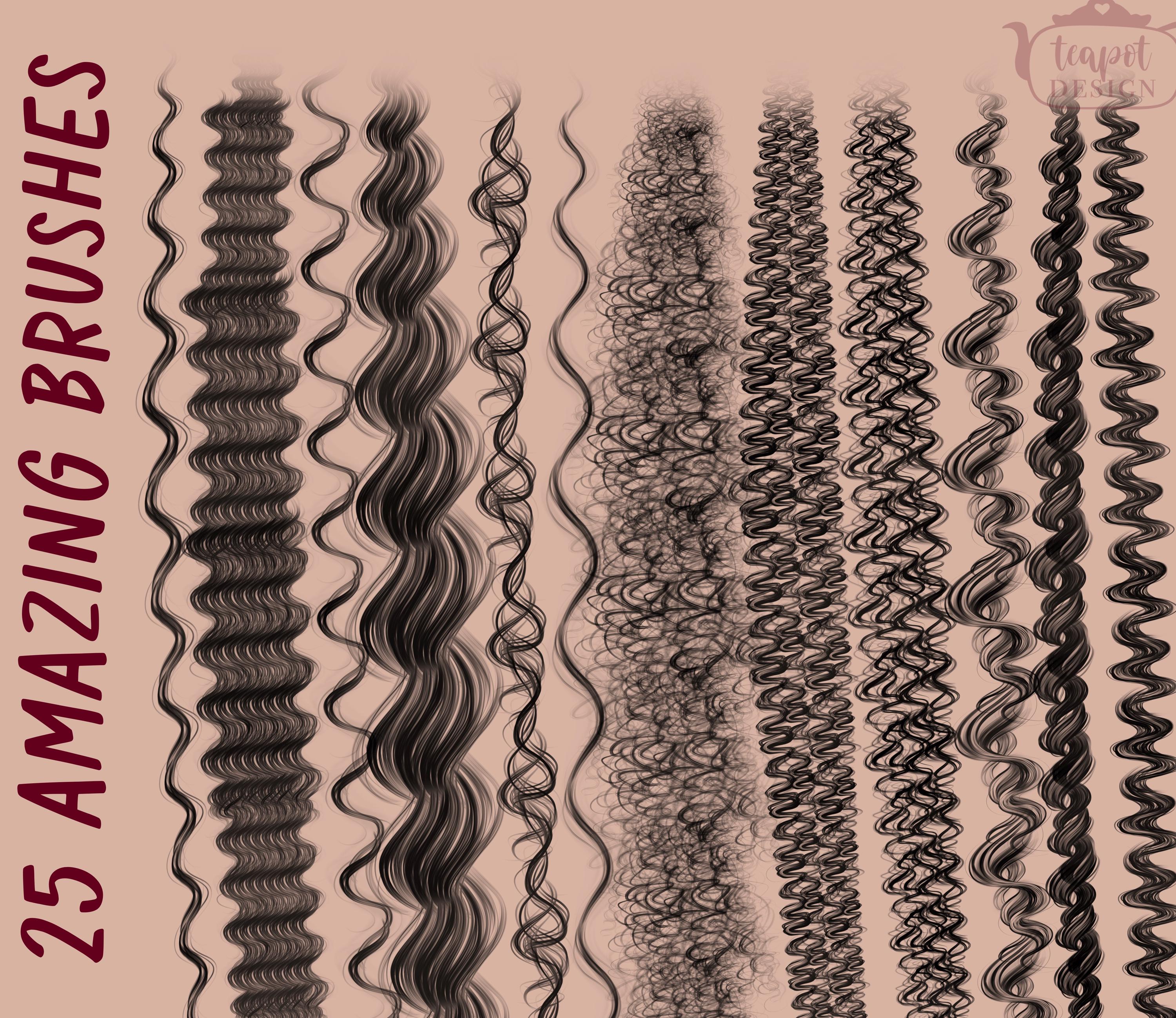 25 CURLY HAIR Brushes for PROCREATE ! Realistic Curls, Waves, Frizz ...