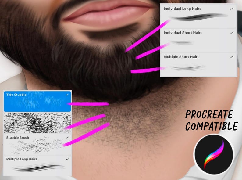18 Procreate Hair Beard and Stubble Brush Set! Stubble, 5 O'clock ...