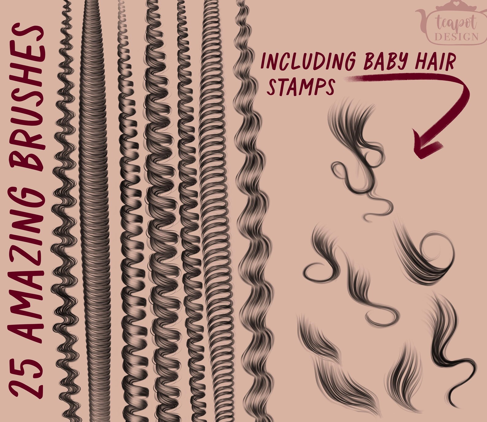 25 CURLY HAIR Brushes for PROCREATE ! Realistic Curls, Waves, Frizz ...