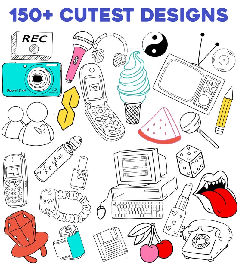 Y2K 90's Emo Nostalgic Procreate Stamp Designs! Digital Brushes, Cute ...